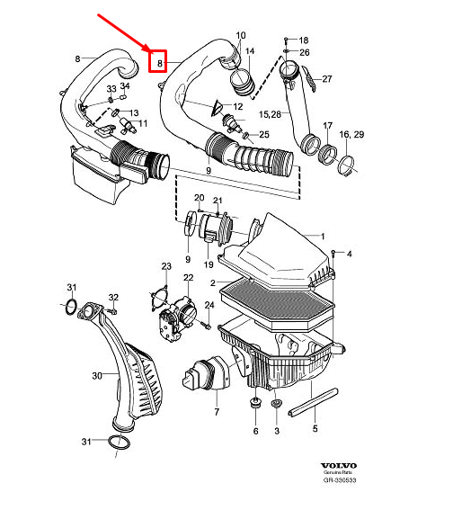Volvo V70 2.0 Diesel 2013 Air Intake Pipe Hose 31274767 for sale online ...