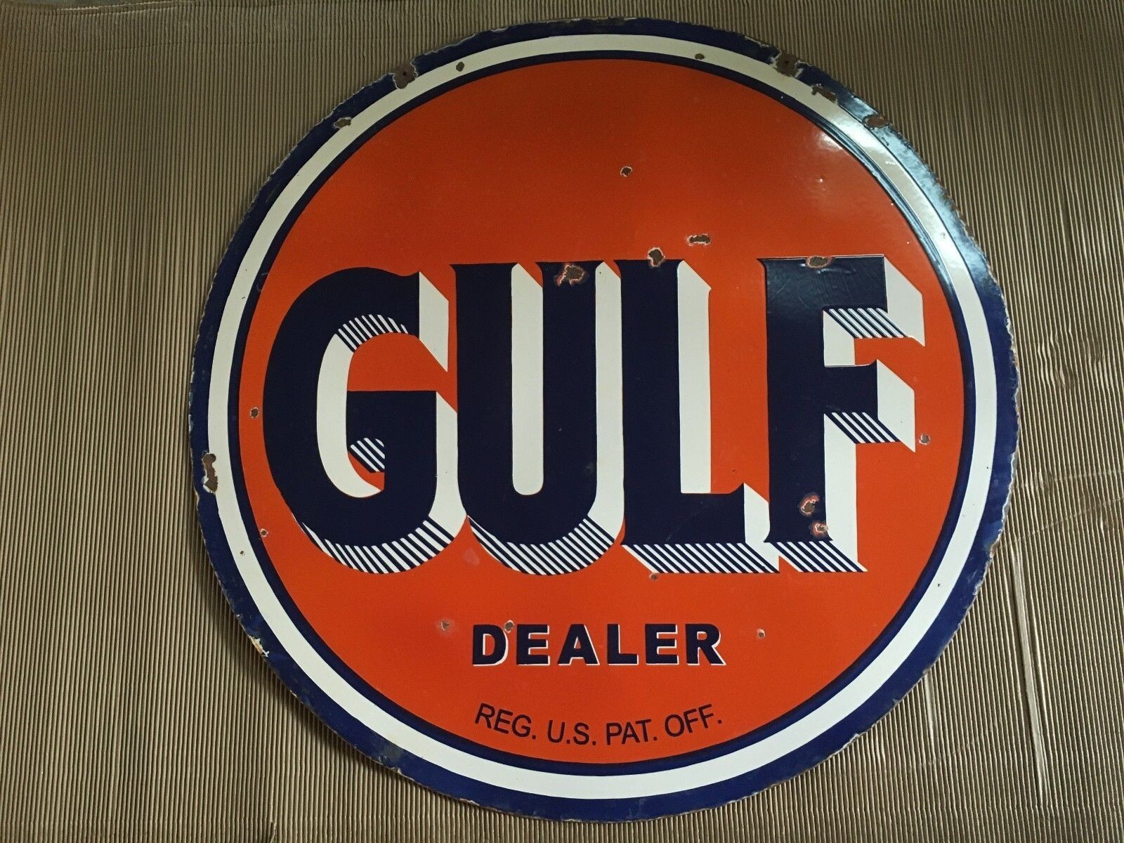 PORCELAIN GULF ENAMEL SIGN 42X42 INCHES DOUBLE SIDED | eBay