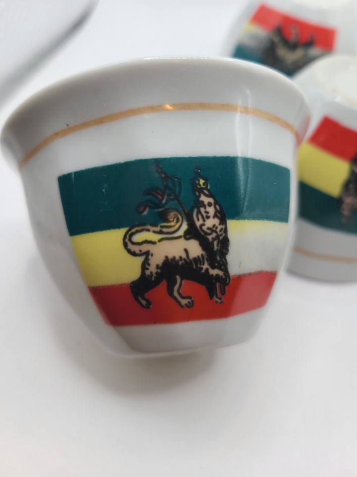 Set Of 5 Vintage Ethiopian Porcelain Coffee/Tea Drinking Cups Unsigned ...