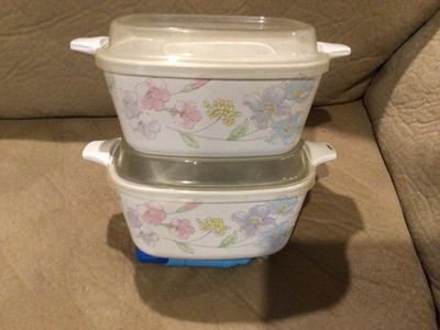 Vtg Corning Ware Pastel Bouquet Dish P-43-B 24oz w/ Lid - VGC - 2 Bowls ...