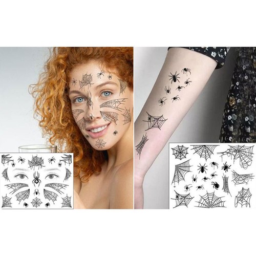 Spider Web Tattoo Face Body Halloween Spiders Cobweb Temporary ...