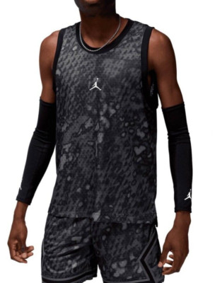 Men Nike Air Jordan Sport DRI-FIT Mesh Jersey Shirt Black White Grey ...
