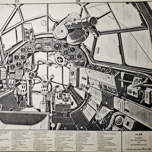 WW2 JU 88 German Luftwaffe bomber cockpit Junkers aircraft plane plan ...