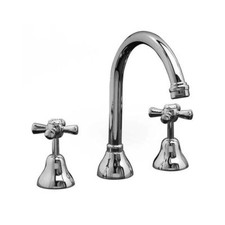 Dorf El Toro Basin Set in Ivory With Gold Trim Swivel Spout Wels 6 Post ...