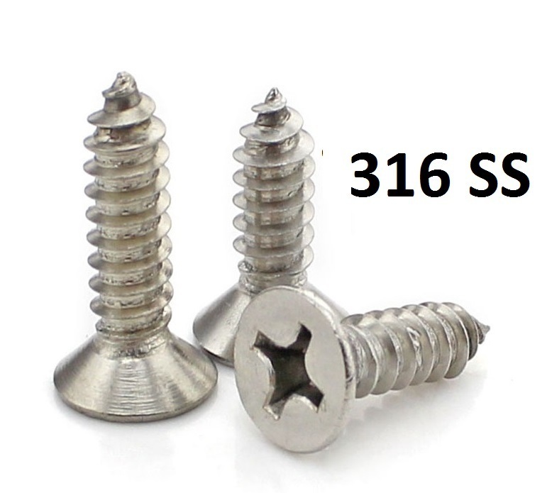 Qty 2000 Countersunk 8g (4.2mm) x 1/2" 13mm Marine Self Tapping Screw ...