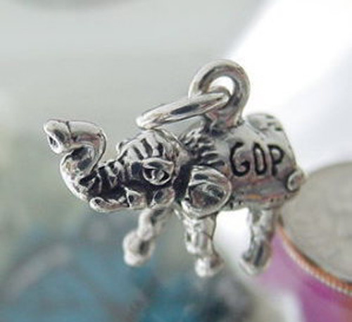 925 Sterling Silver 3D Republican GOP Conservative MAGA Elephant Charm ...