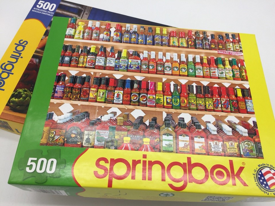 Lot Of 2 Springbok Puzzles Canned Veggies Spicy Hot Sauce 500 | eBay