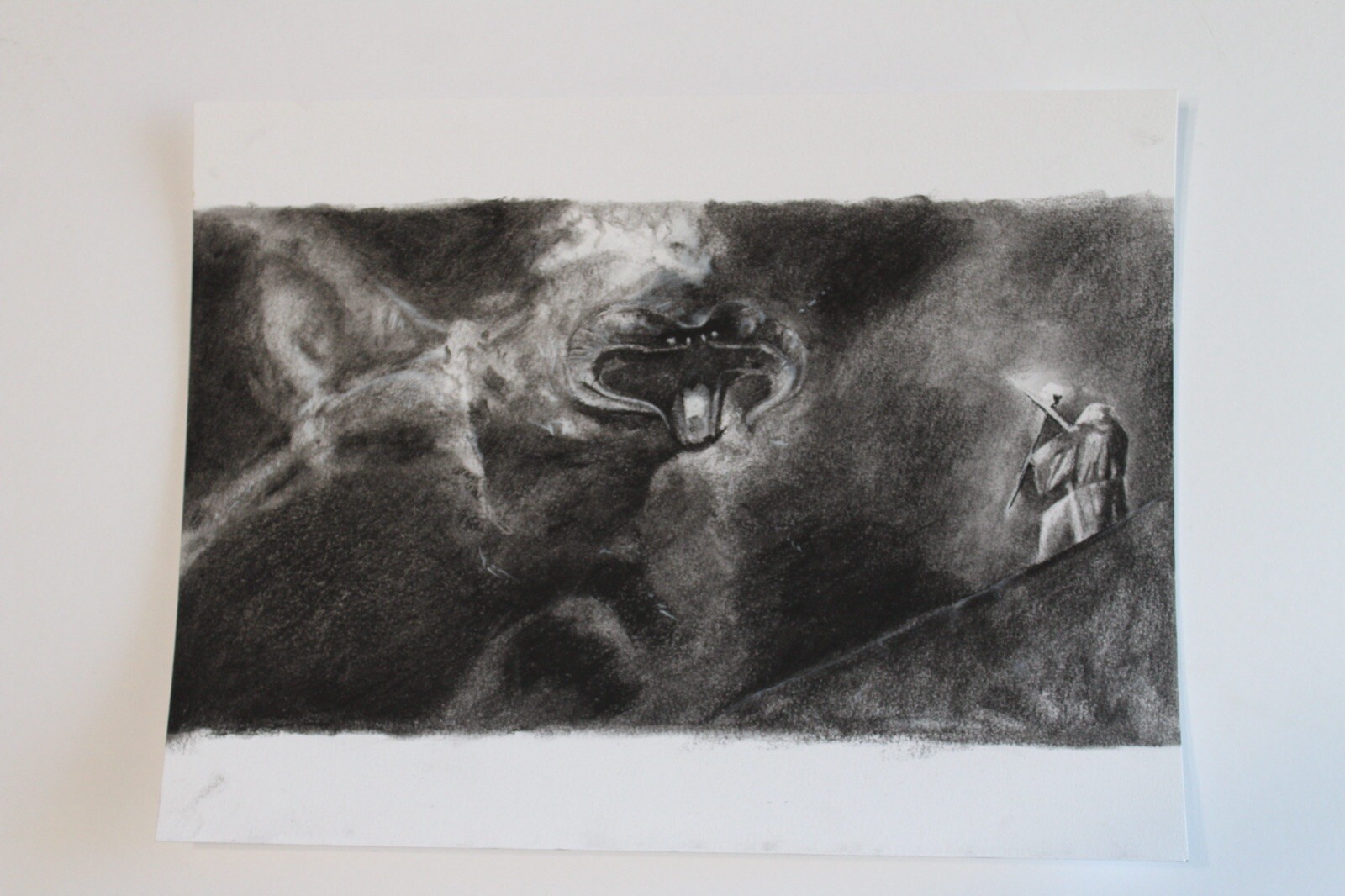 Lord Of The Rings Drawing Original Art Gandalf And Balrog Fellowship Of ...