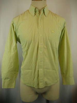 Mens Vntg Nantucket Lime Plaid Cotton LS Casual Shirt w Whale Logo sz ...