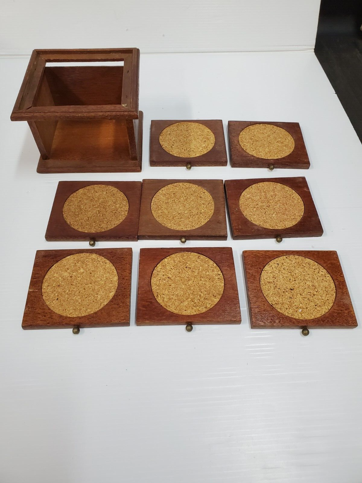 Vintage Wood Coaster Set Of 8 Cork Inserts Brown set of cork drawer ...
