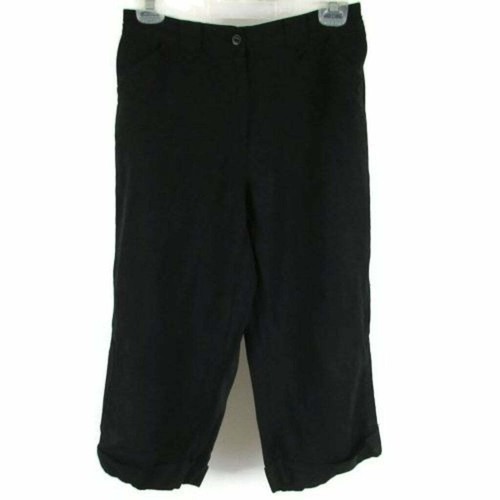 Christopher Banks Women's Capri Pants Comfort Waist Linen Blend Cuffed ...
