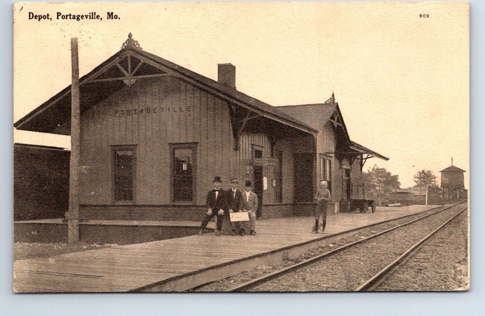 Postcard Missouri Portageville SLSF FRISCO Railroad Depot Train Station ...