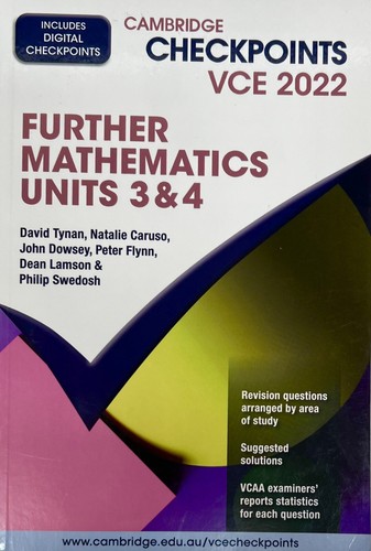 105D New Book Cambridge Checkpoints VCE Further Mathematics Units 3&4 ...