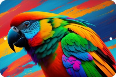 Colorful Macaw Parrot Decorative Aluminum Tin Sign Plaque Man Cave Bar ...