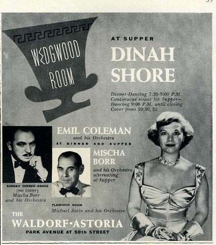 1950 The Waldorf-Astoria PRINT AD Features Dinah Shore in the Wedgwood ...