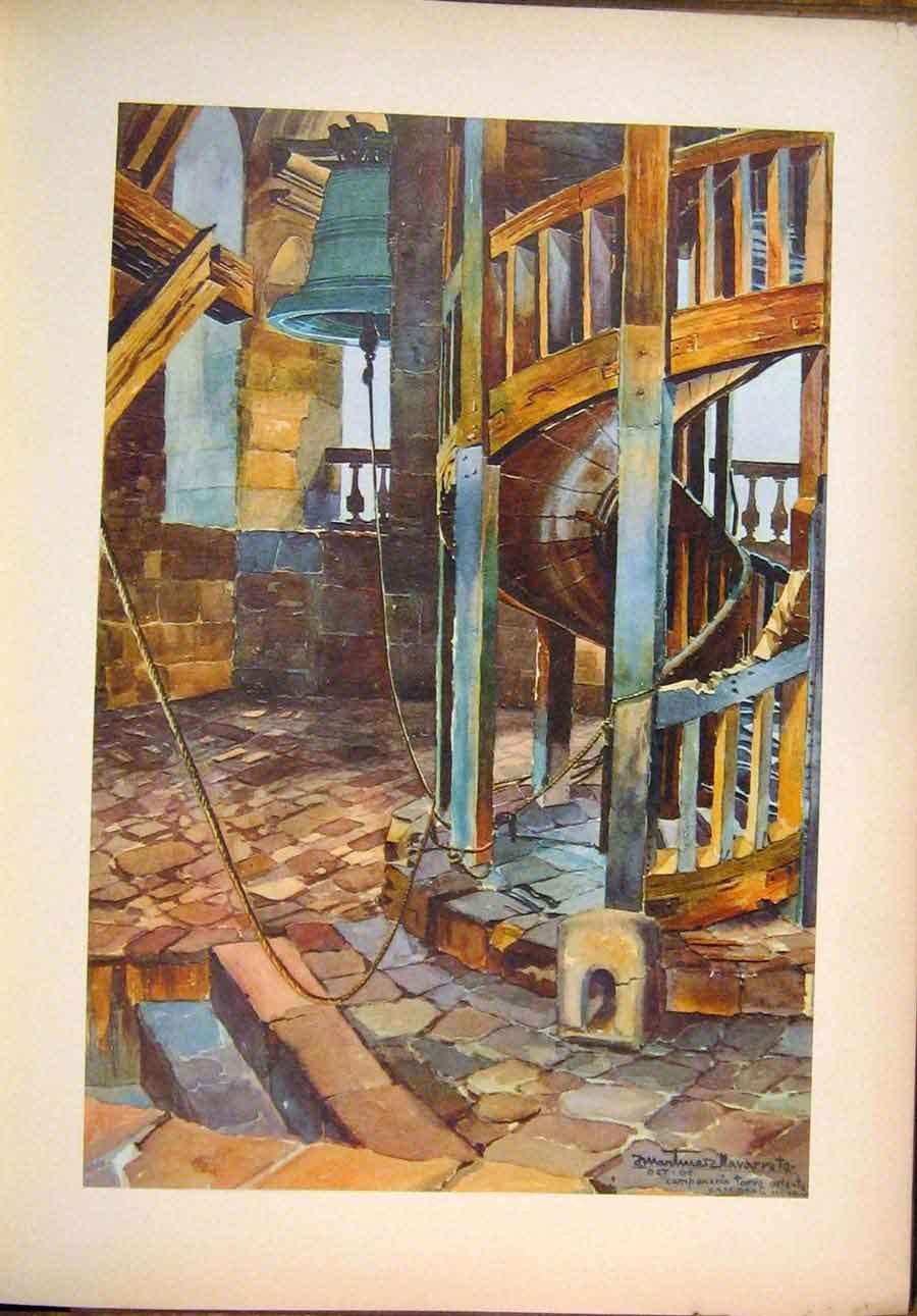 Original Old Antique Print Interior The Belfrey Mexico Cathedral By ...