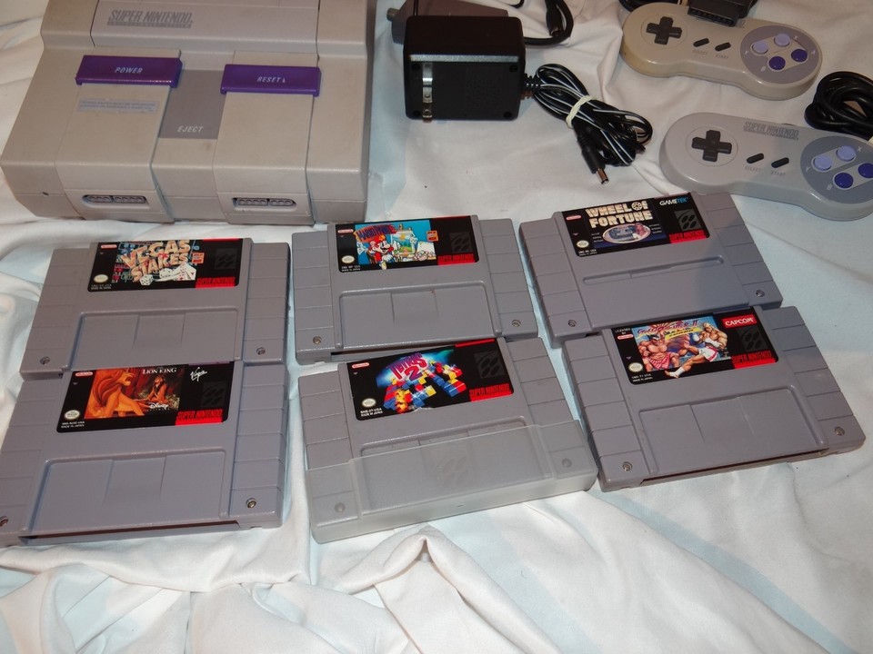 Original Super Nintendo SNES Video Game Bundle Compl w/ 6 Games 2 ...