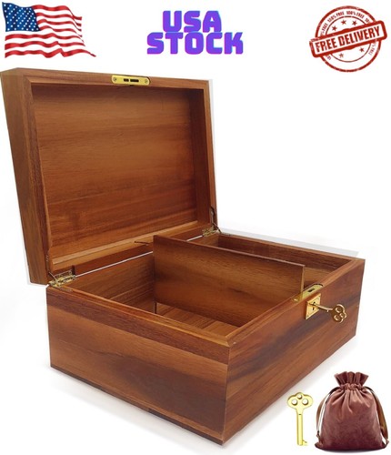 Wood Box Large Decorative Wooden Storage Box with Hinged Lid and ...