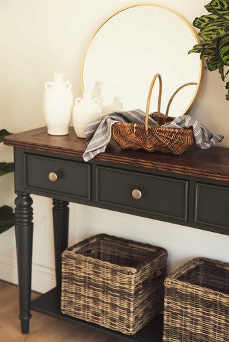 Queensbury Console Table Large Wooden Hall Table with Oak Top - Bottle ...