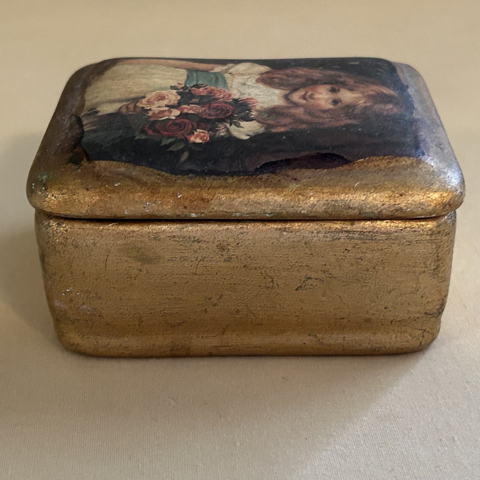 Decoupage Trinket Box Handmade in Italy Ceramic Pretty Girl on Lid | eBay