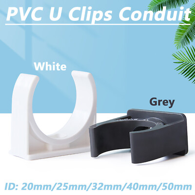 White & Grey PVC U Clips Conduit Push In Saddle Electrical Cable Wire ...
