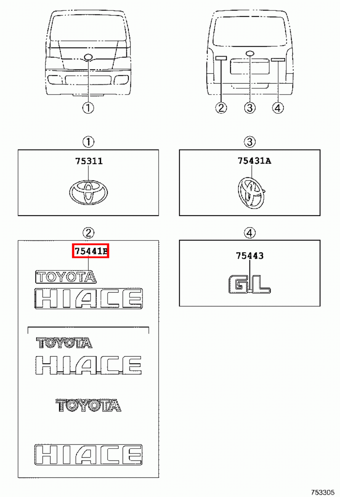 Genuine Toyota Hiace TRH213 TRH203 TRH201 Back Door Plate Sticker ...