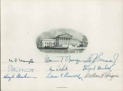THE WARREN E. BURGER COURT - SUPREME COURT ENGRAVING SIGNED WITH CO ...