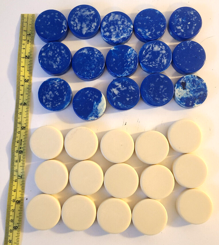 Complete Set of 30 Marbled Blue White and Ivory Game Pieces Bakelite ...