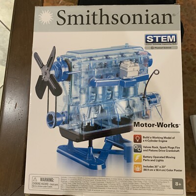 SMITHSONIAN STEM Motor-Works Blue 4Cylinder Engine Battery Operated ...