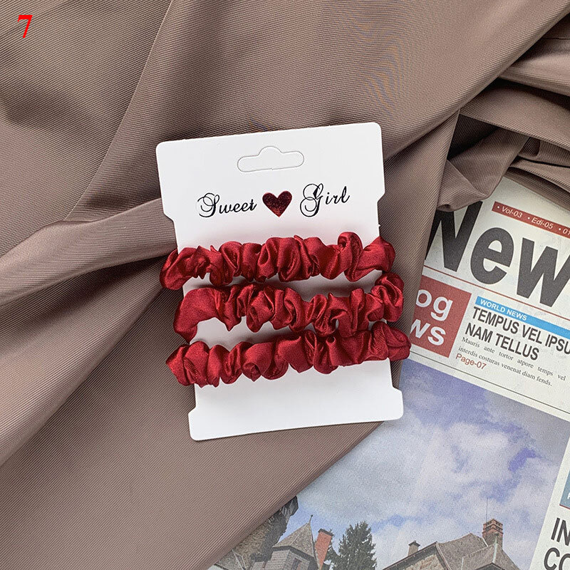 3Pcs/Set Silk Satin Small Scrunchies Ponytail Hair Ties Hair Rope ...