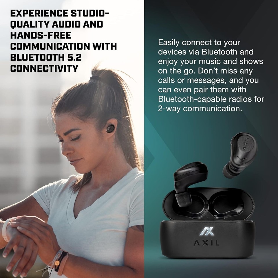 AXIL XCOR PRO Wireless Tactical Earbuds w/ Touch Controls & Bluetooth ...