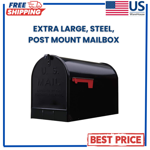 POST MOUNT MAILBOX Galvanized Steel Extra Large Rural Mail Box | eBay