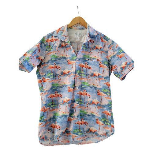 Rip N Dip Mens Pink Flamingo print Camp Shirt size Large button down | eBay