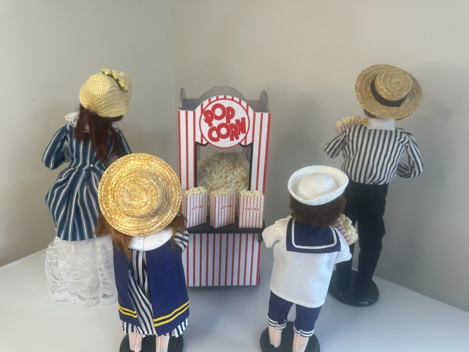 RARE HTF 2012 BYERS CHOICE POPCORN FAMILY & POPCORN MACHINE (5 items ...