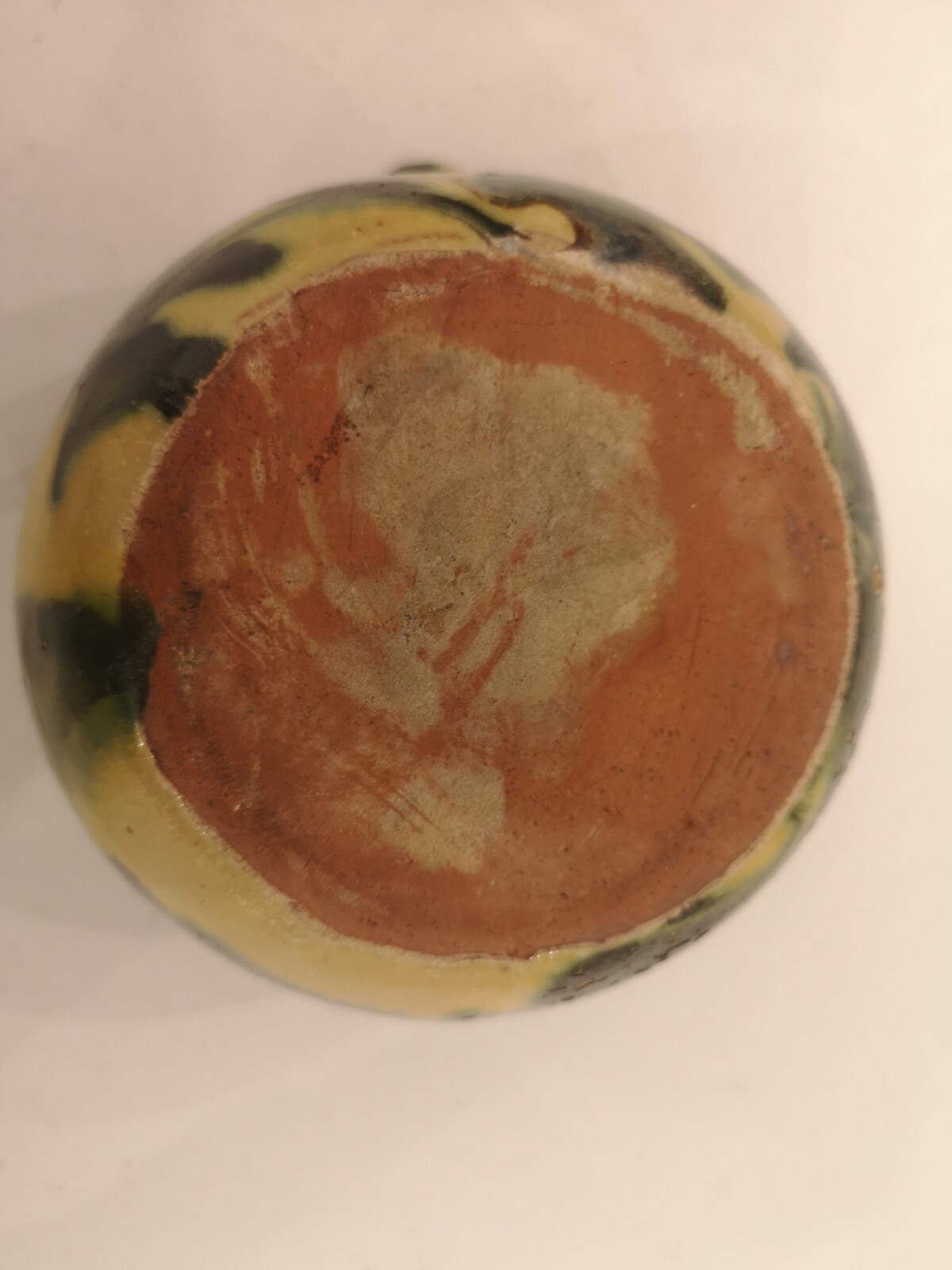 Antique primitive stoneware spongeware redware pottery sugar pot part ...