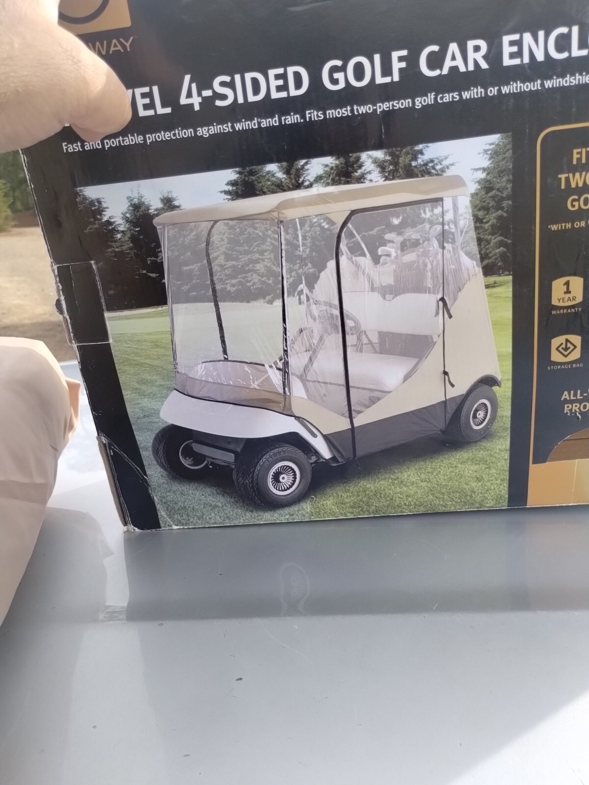 2 Person Golf Cart Enclosure Rain Cover Club Car 4-Sided Zip Doors ...