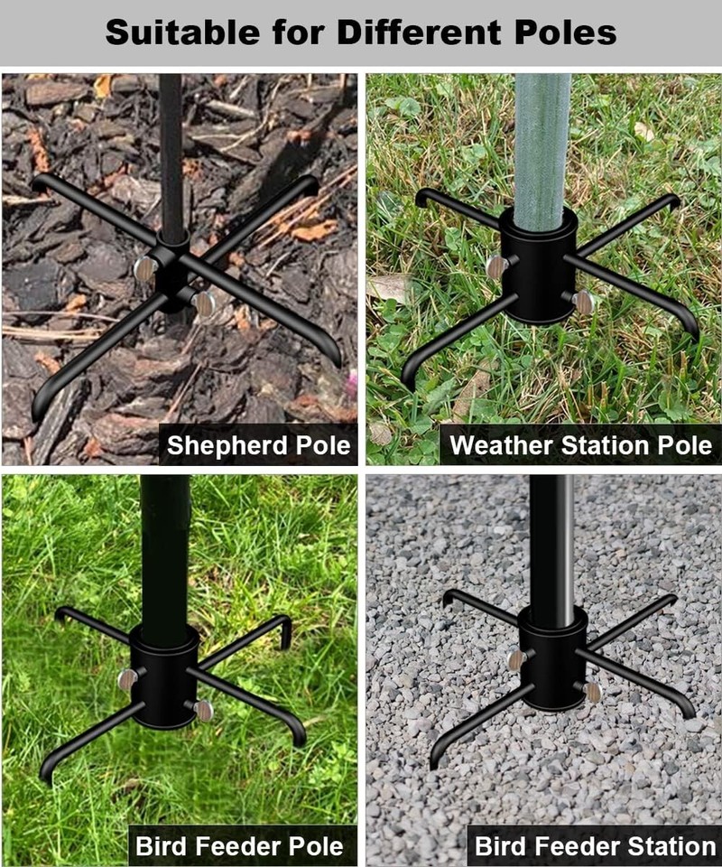 Pole Stabilizer Stand Base With 4 Prongs For Outdoor Bird Feeder Pole ...