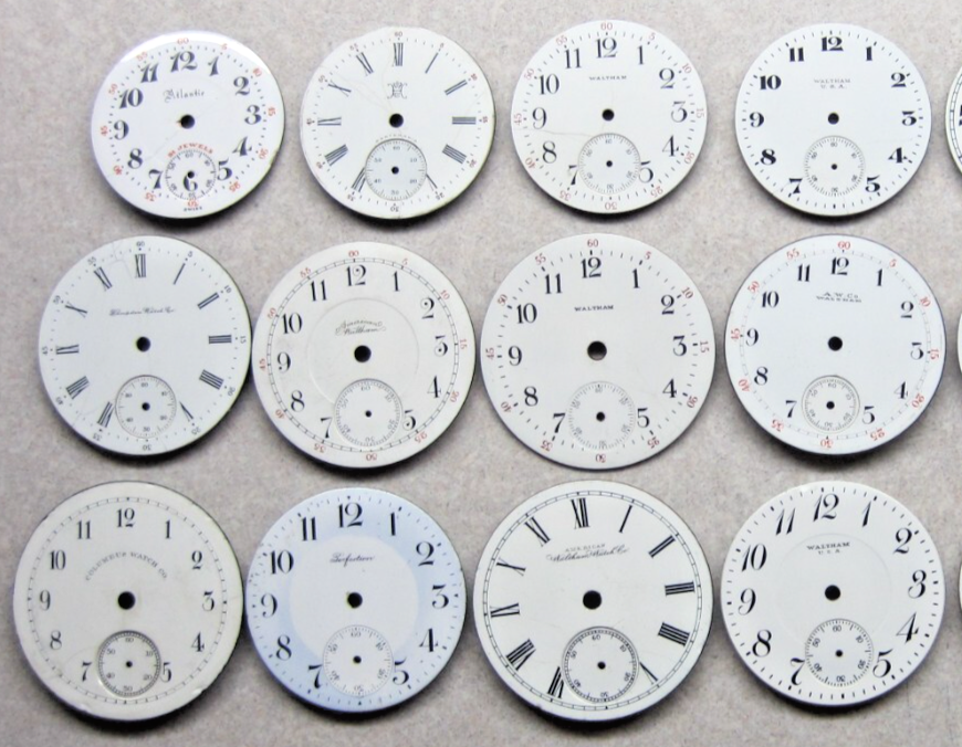 Lot of 21 Assorted Pocket Watch Dials `38 mm - 45 mm; Used | eBay