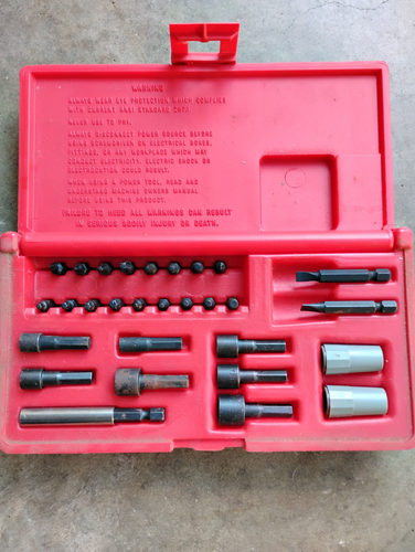 Vntg SEARS Craftsman Power Screwdriver Nut Driver Bit Set w/Case USA 9 ...