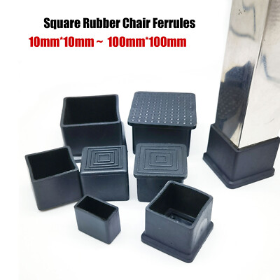 10mm-100mm Square Rubber Chair Table Feet Furniture Tube Leg End Cover ...