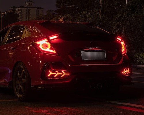 Red Strip Led Rear Fog Light Lamp Streamer For Honda Civic Hatchback ...