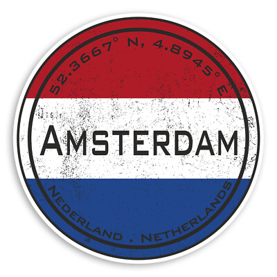 2 x 10cm Amsterdam Netherlands Vinyl Stickers - Flag Fun Sticker ...