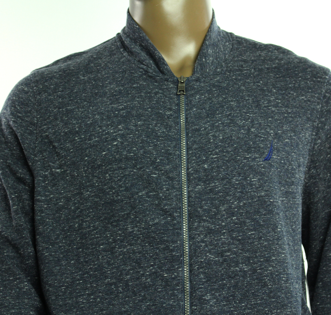New Mens Nautica Full Zip Navy Jersey Track Sweat Jacket Sweater ...