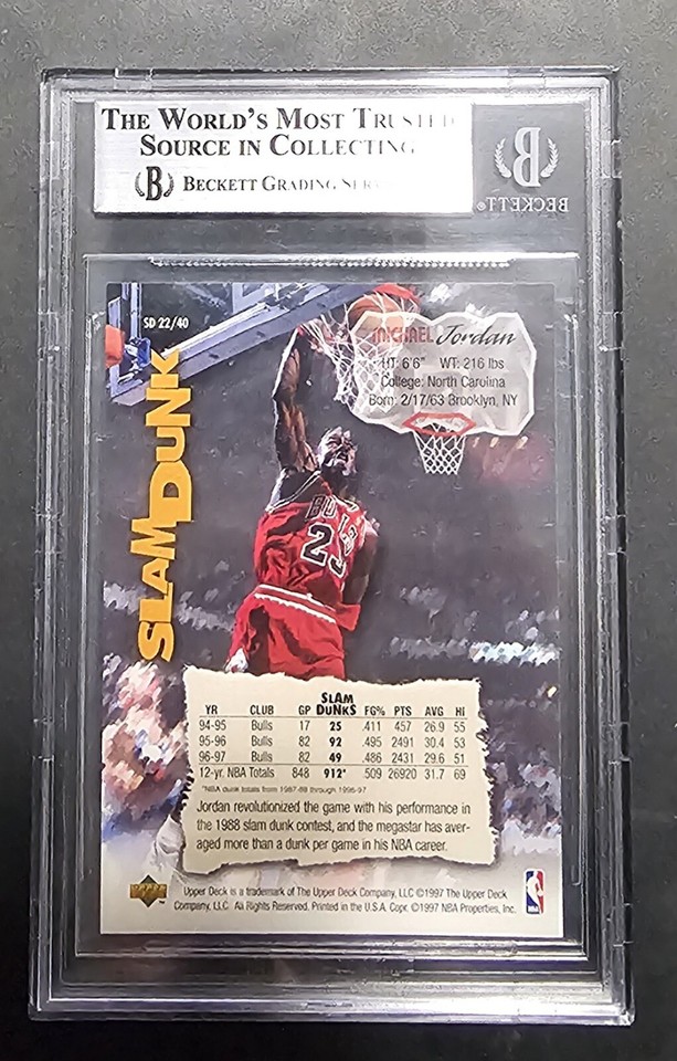 1997 Upper Deck Michael Jordan Slam Dunk Insert Card #22 BGS 9 Space ...