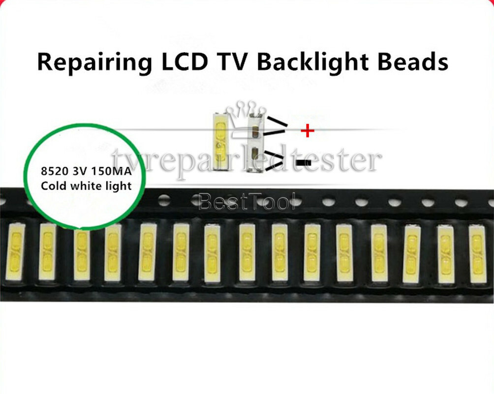 100PCS 8520 3V SMD LED Beads Cold White Light for TV Backlight Strip ...