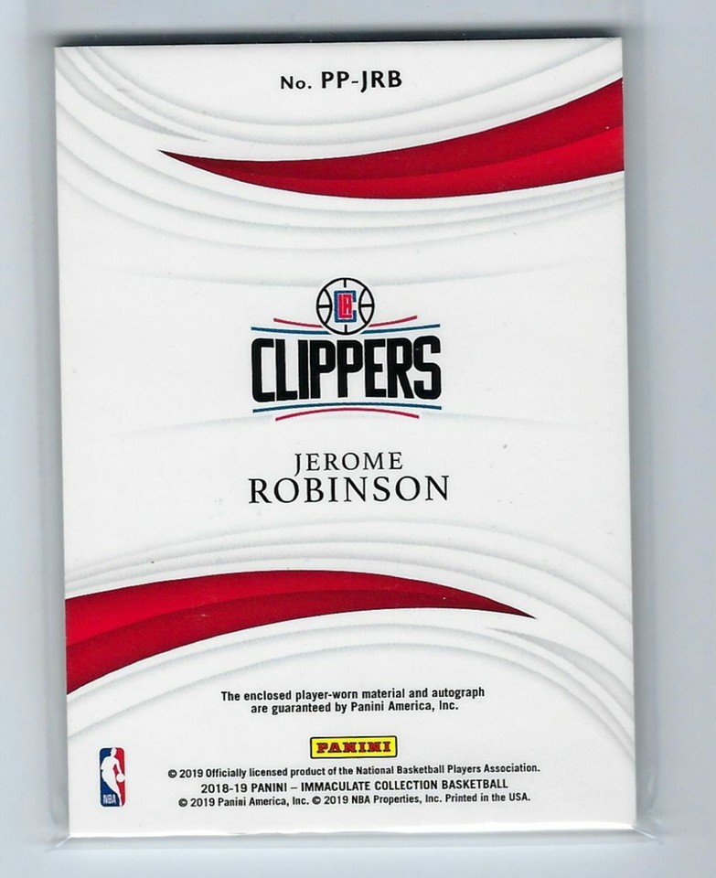 Jerome Robinson 18/19 Immaculate auto patch RC #PP-JRB SN #05/25 | eBay