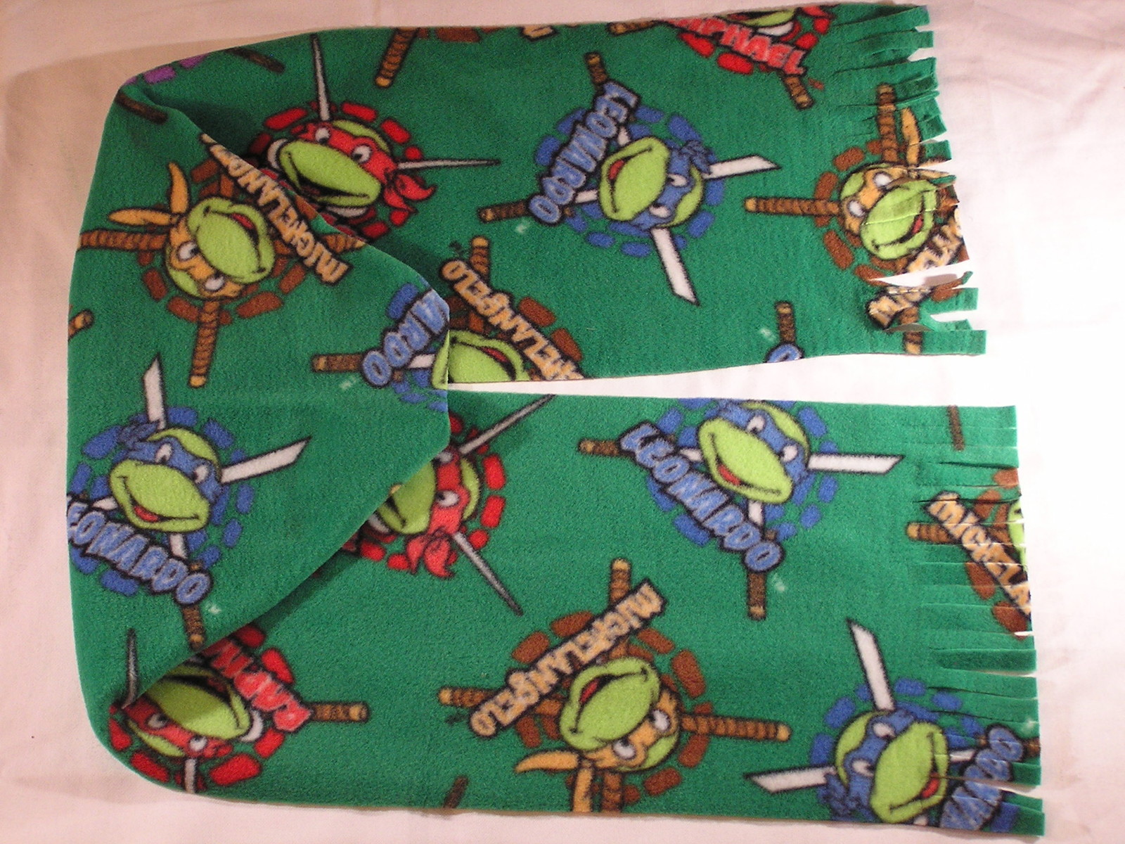 TMNT Ninja Turtles on Green Fleece Scarf Wide | eBay