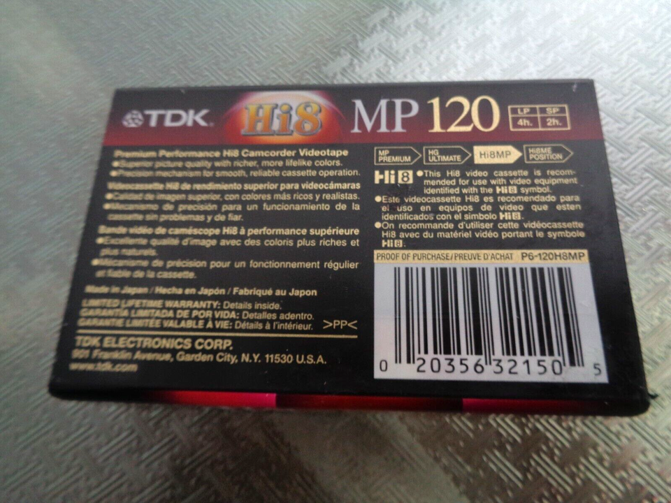 2 NEW TDK Hi 8 MP120 Camcorder Video Cassette Sealed Premium ...