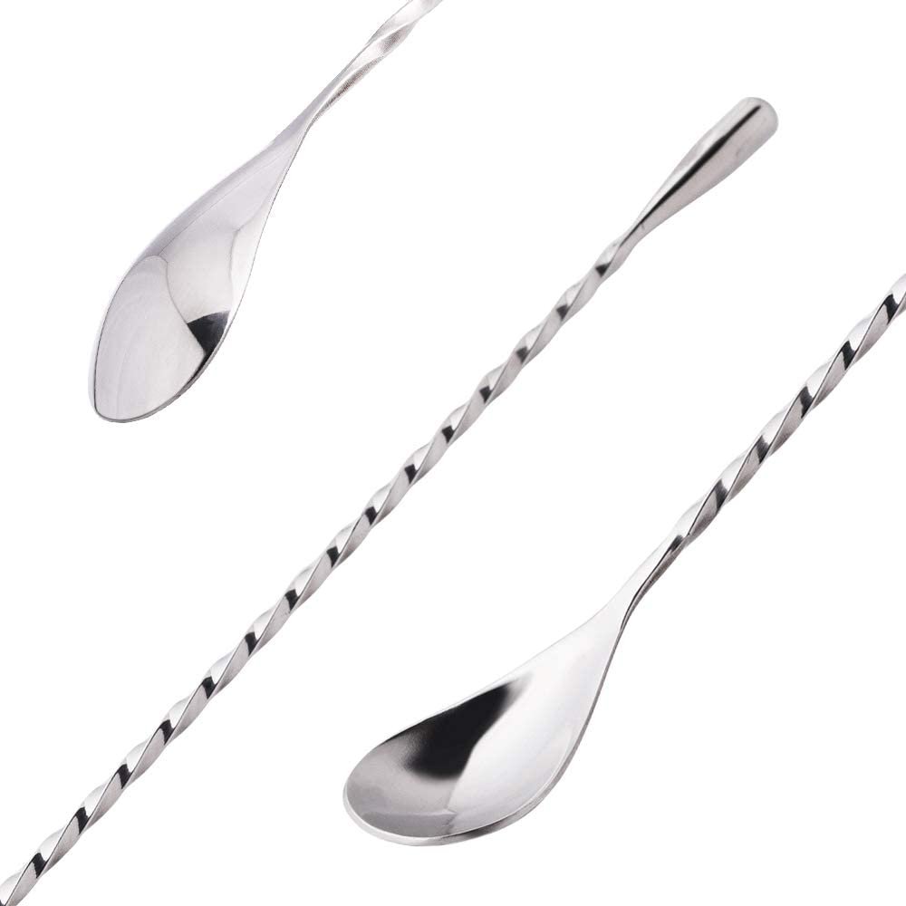 Bar Spoon Cocktail Mixing Stirrer for Drink Stainless Steel 12", Silver ...