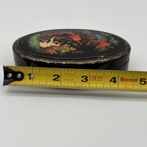 Russian Hand Painted Hinged Lacquer Trinket Box Fairy Tale Firebird ...